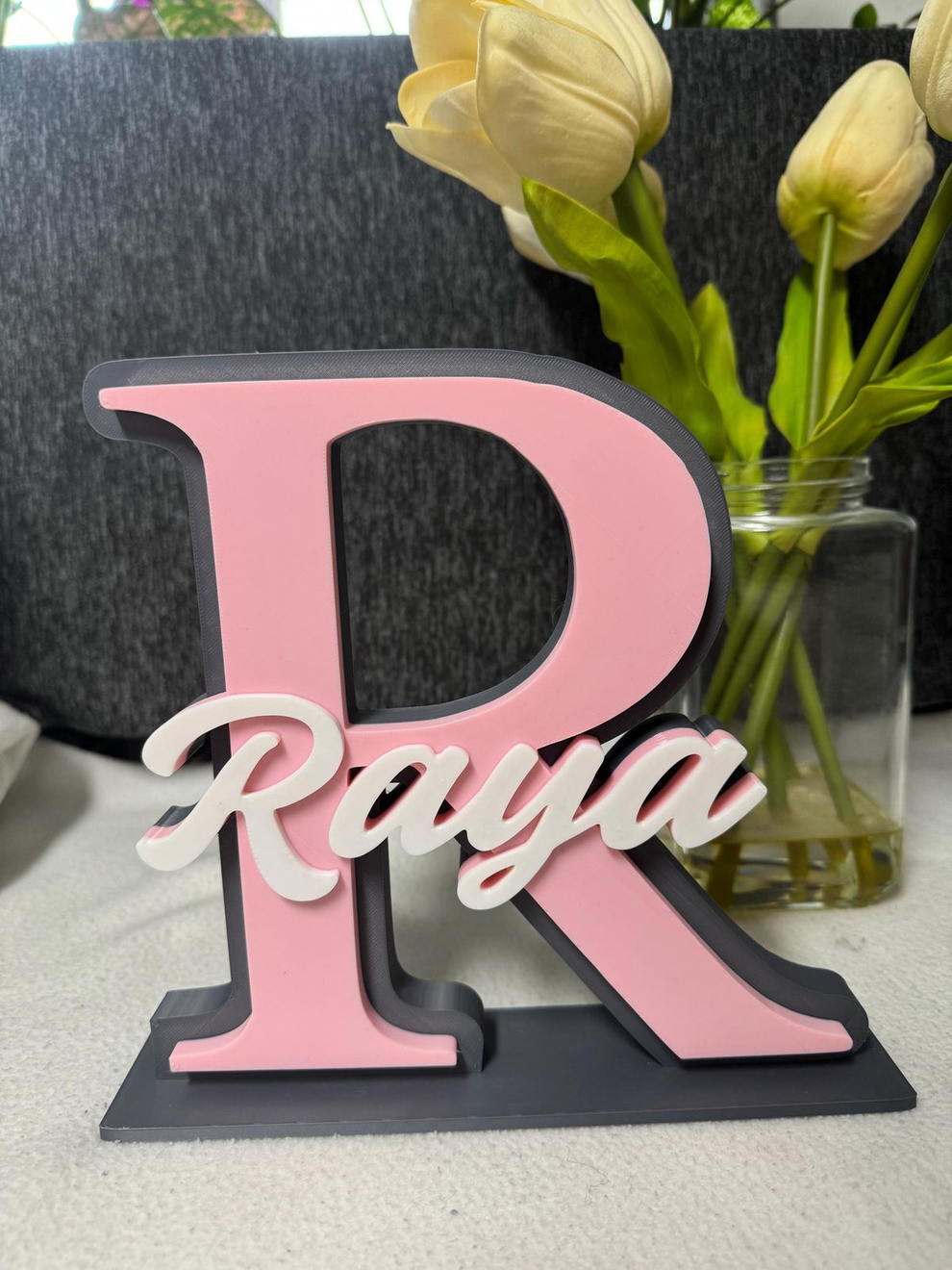 Personalized Letter Name Sign – Dual Color 3D Print – VARASI